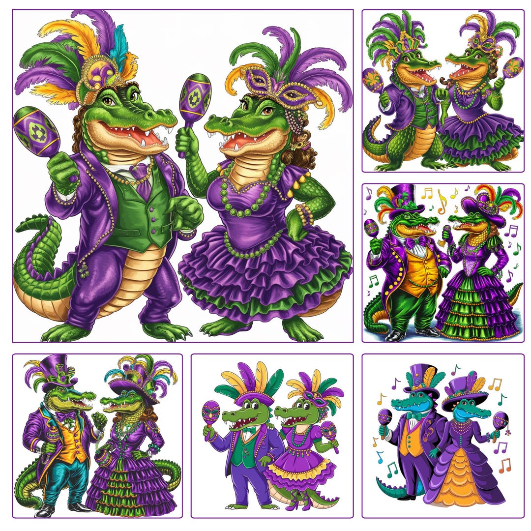 Gator Mardi Gras Png, Mardi Gras Alligator Png, Mardi Gras PNG, Fleur ...