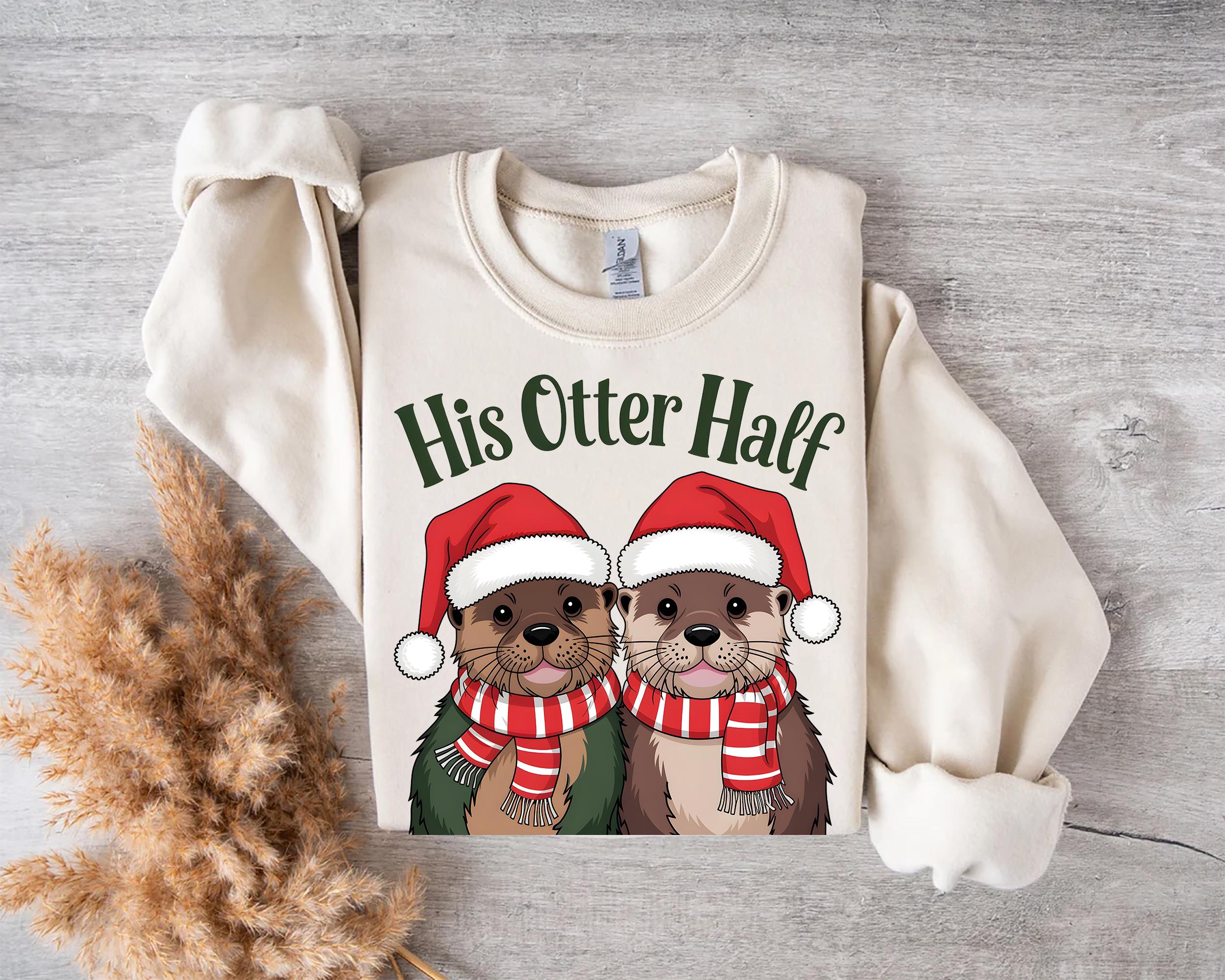 His Otter Half Png, Cute Holiday Png, Xmas Animal Png, Christmas Otters ...