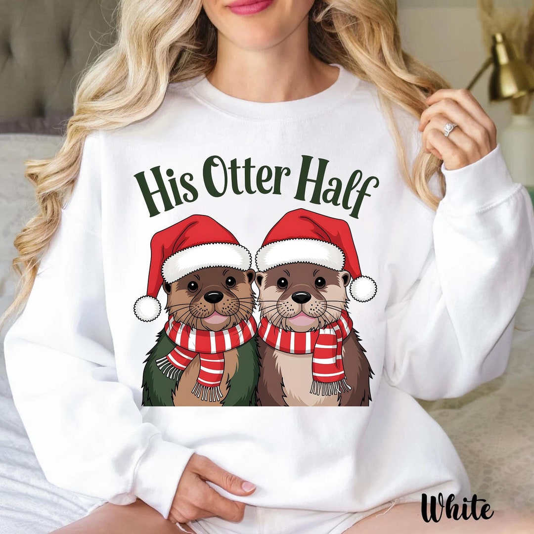His Otter Half Png, Cute Holiday Png, Xmas Animal Png, Christmas Otters ...
