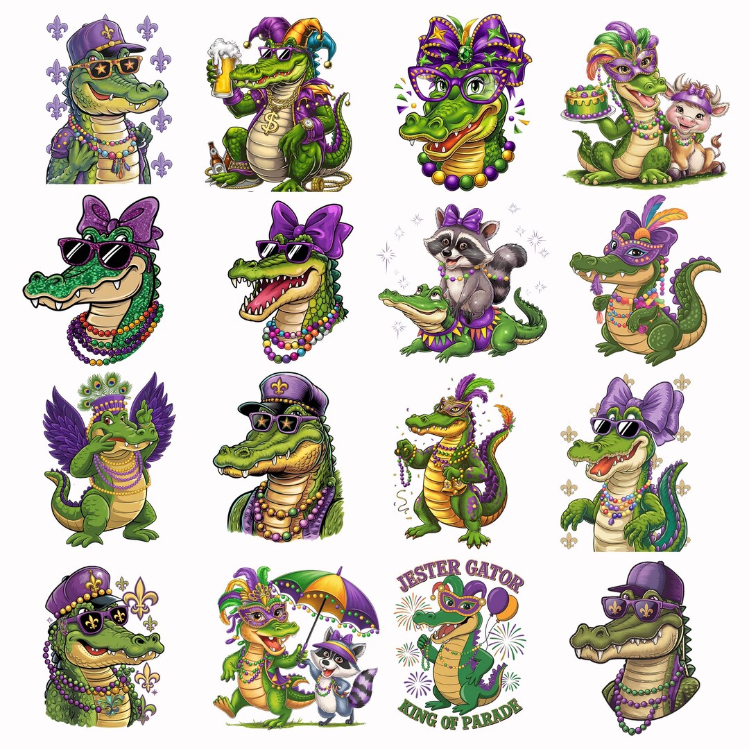 Gator Mardi Gras Png, Mardi Gras Alligator Png, Mardi Gras PNG, Fleur ...