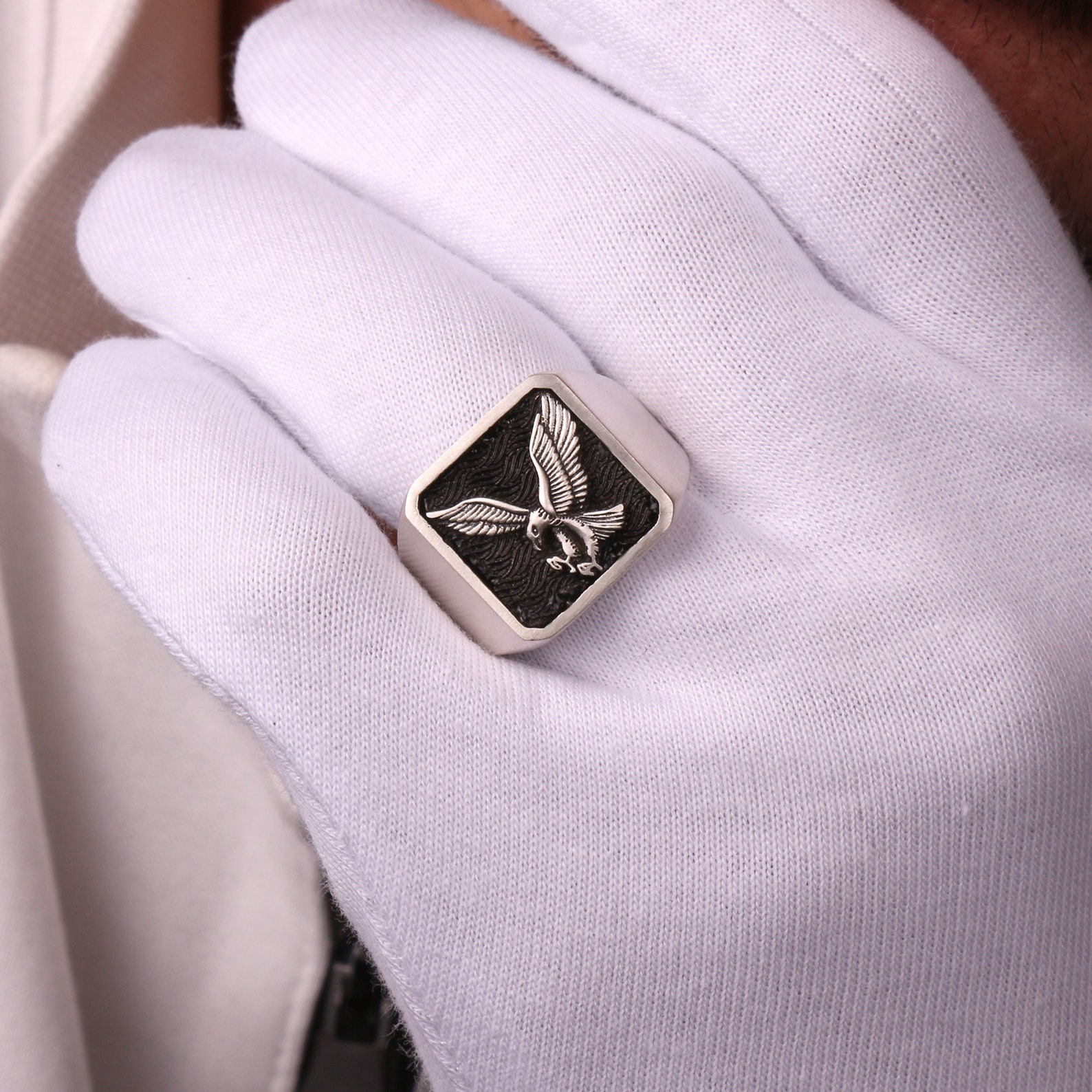 Eagle Embroidered Men's Ring, Eagle Symbol Ring, Animal Themed Ring ...