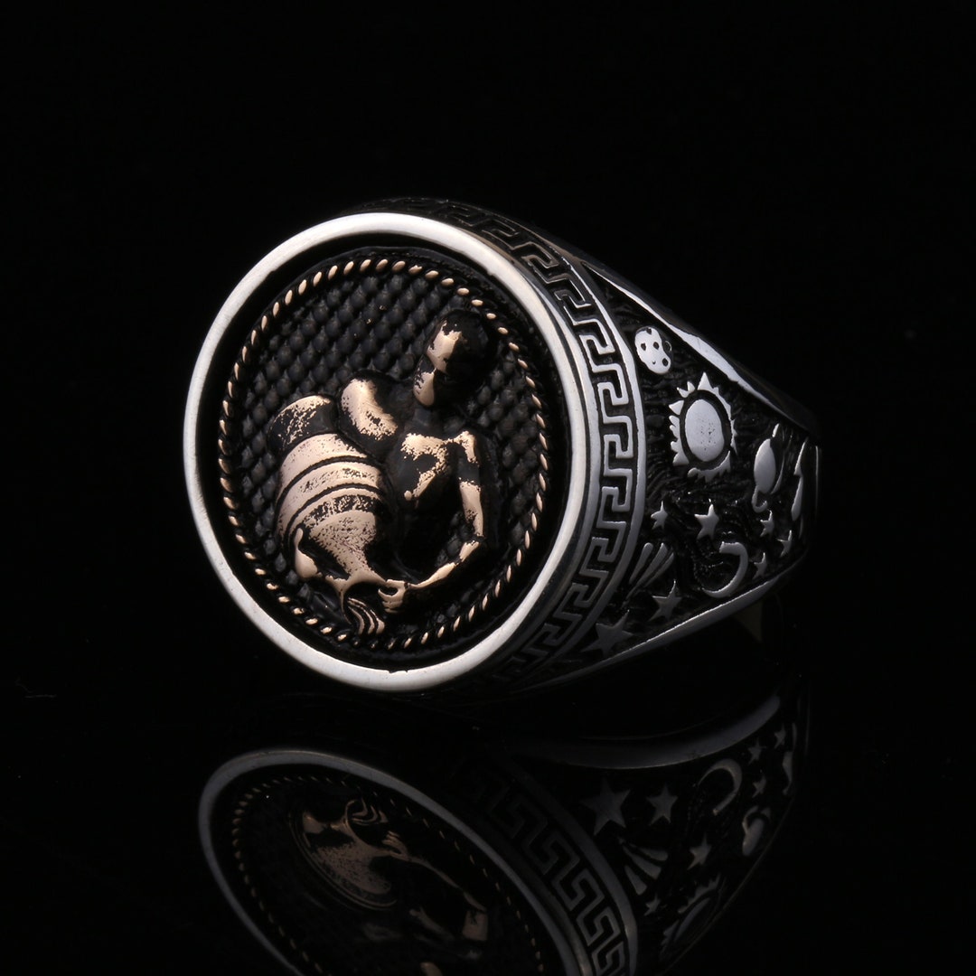 Silver Aquarius Ring,astrological Sign Aquarius Ring, Aquarius Ring ...