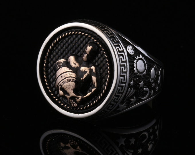 Aquarius Astrology Zodiac Ring Astrology Ring Aquarius the Water Bearer ...