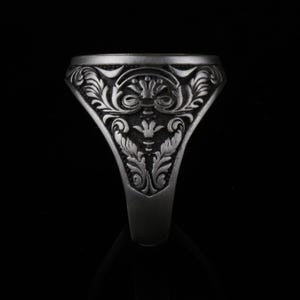 Engraved Initial Silver Men Ring, Personalized Initial Signet Ring ...
