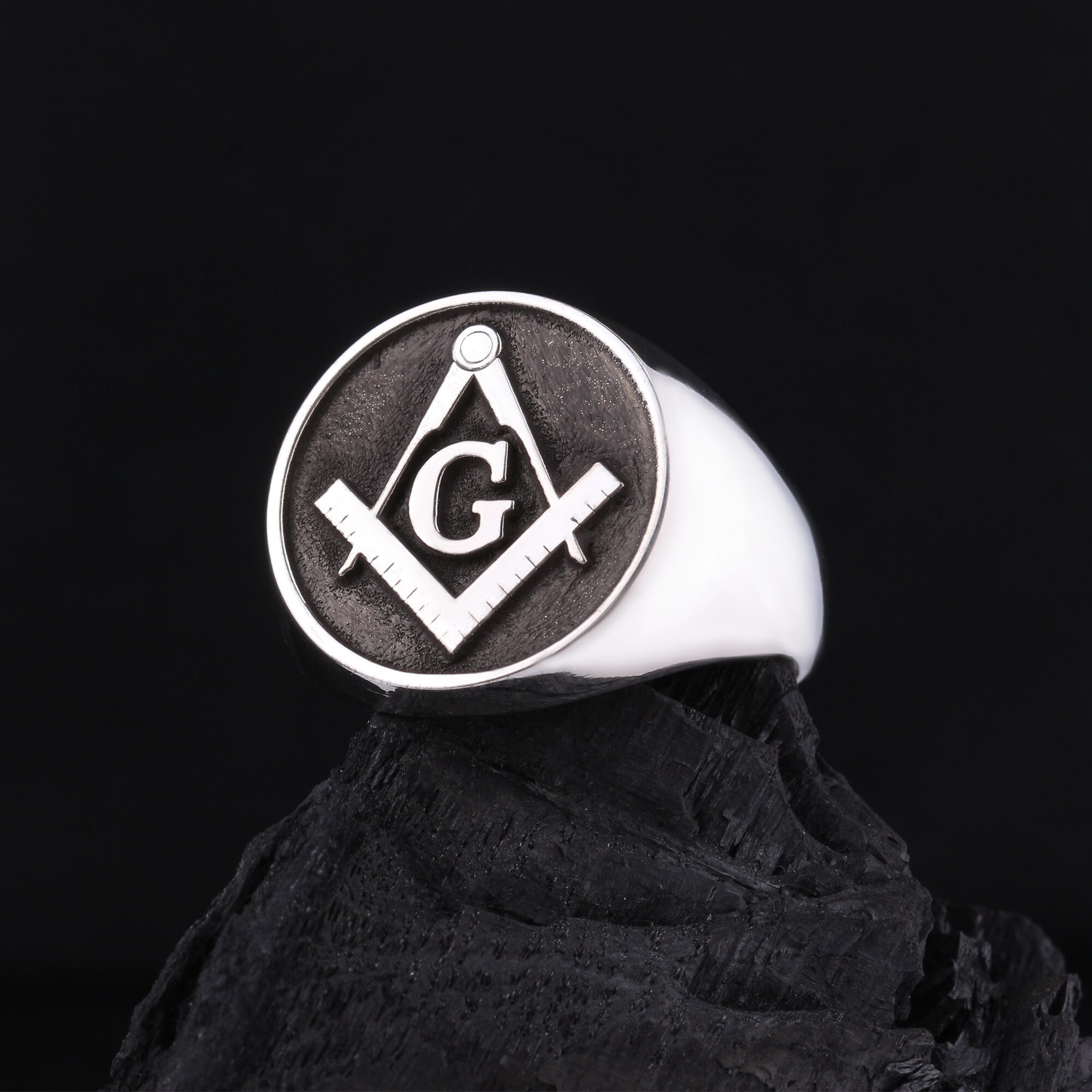 Master Mason Rings,masonic Seal Ring, Mens Masonic Ring,cryptic Mason ...