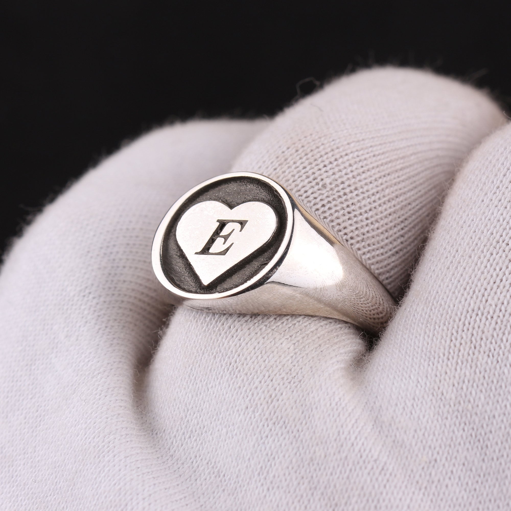 Heart Letter Ring,silver Letter Ring,heart Ring,special Design Women's ...
