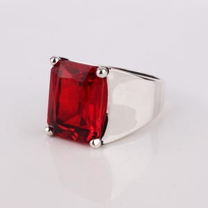 Red Ruby Gemstone Silver Men's Ring, Ruby Stone Silver Ring , Silver Handmade Ruby Ring, Bright ...