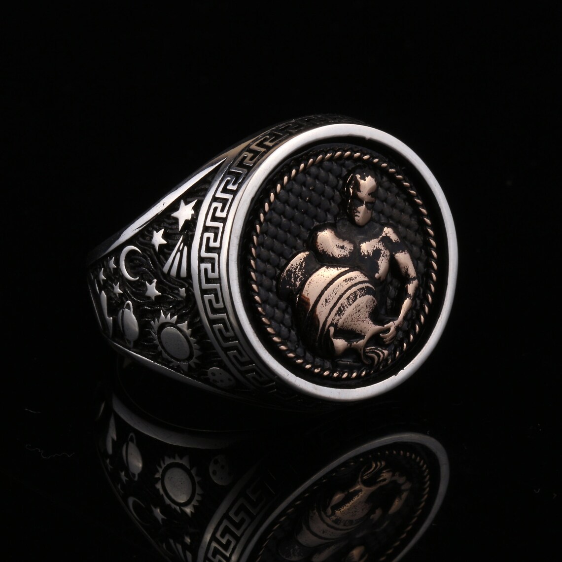 Silver Aquarius Ring,astrological Sign Aquarius Ring, Aquarius Ring ...