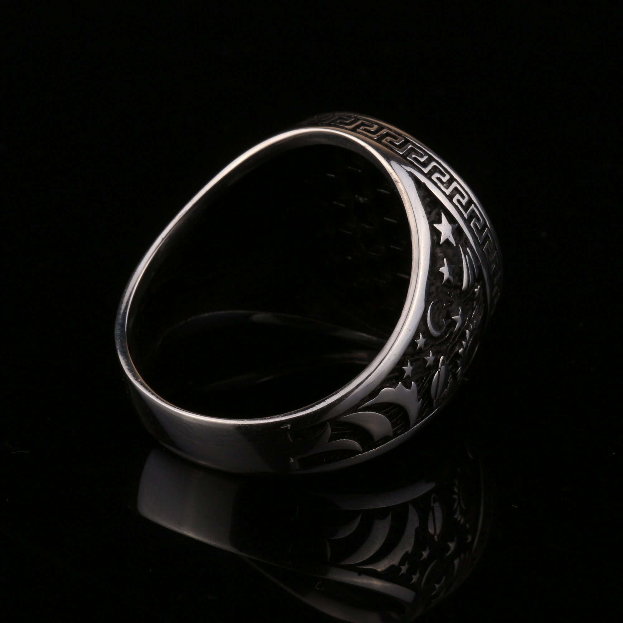 Silver Pisces Horoscope Ring,pisces Pinky Signet Ring for Men in Silver ...