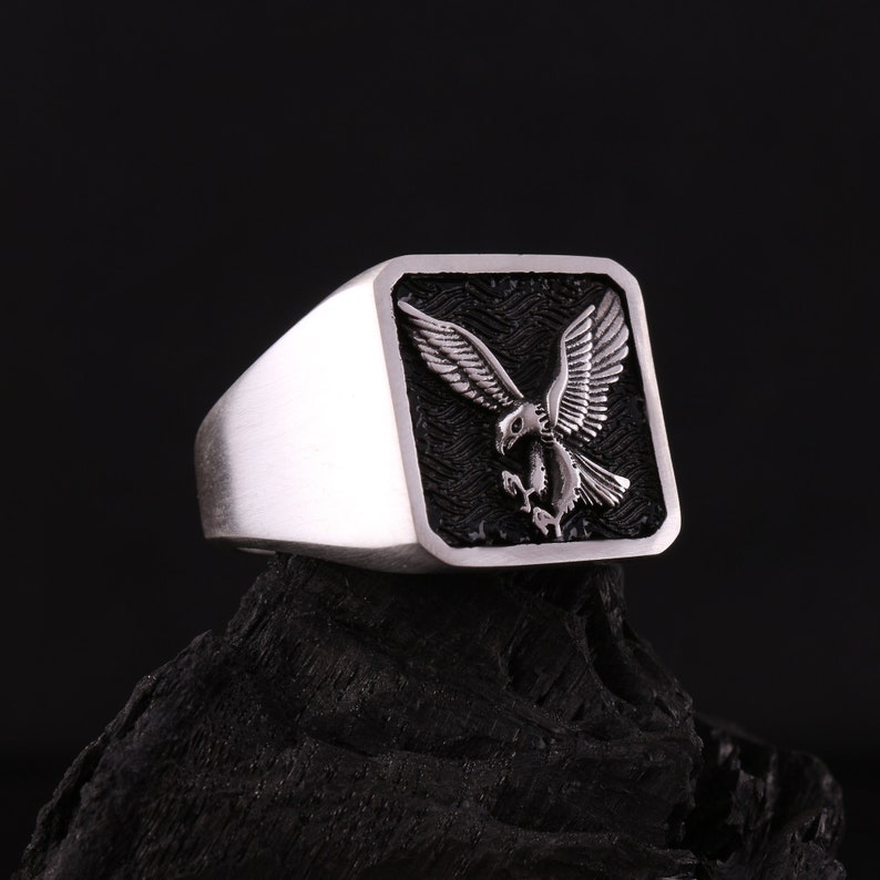 Eagle Embroidered Men's Ring, Eagle Symbol Ring, Animal Themed Ring ...