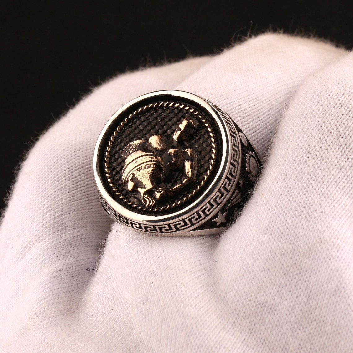 Silver Aquarius Ring,astrological Sign Aquarius Ring, Aquarius Ring ...