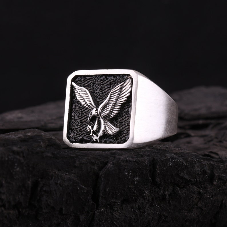 Eagle Embroidered Men's Ring, Eagle Symbol Ring, Animal Themed Ring ...
