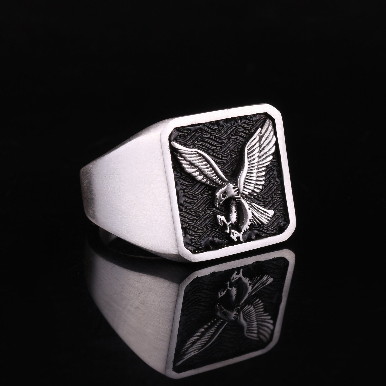 Eagle Embroidered Men's Ring, Eagle Symbol Ring, Animal Themed Ring ...