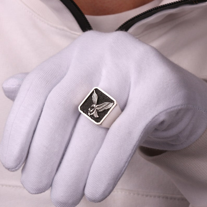 Eagle Embroidered Men's Ring, Eagle Symbol Ring, Animal Themed Ring ...