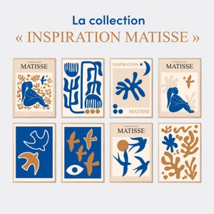 Matisse Inspired Poster - Floral Print and Blue Round Woman - Digital ...