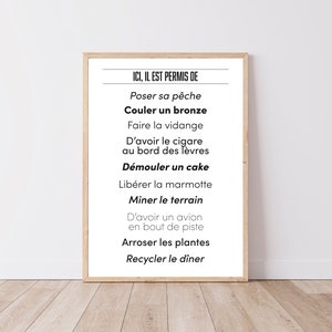 Affiche humour WC - affiche ici il est permis de - expression wc-fichier numérique A2/A3/A4/A5 ...