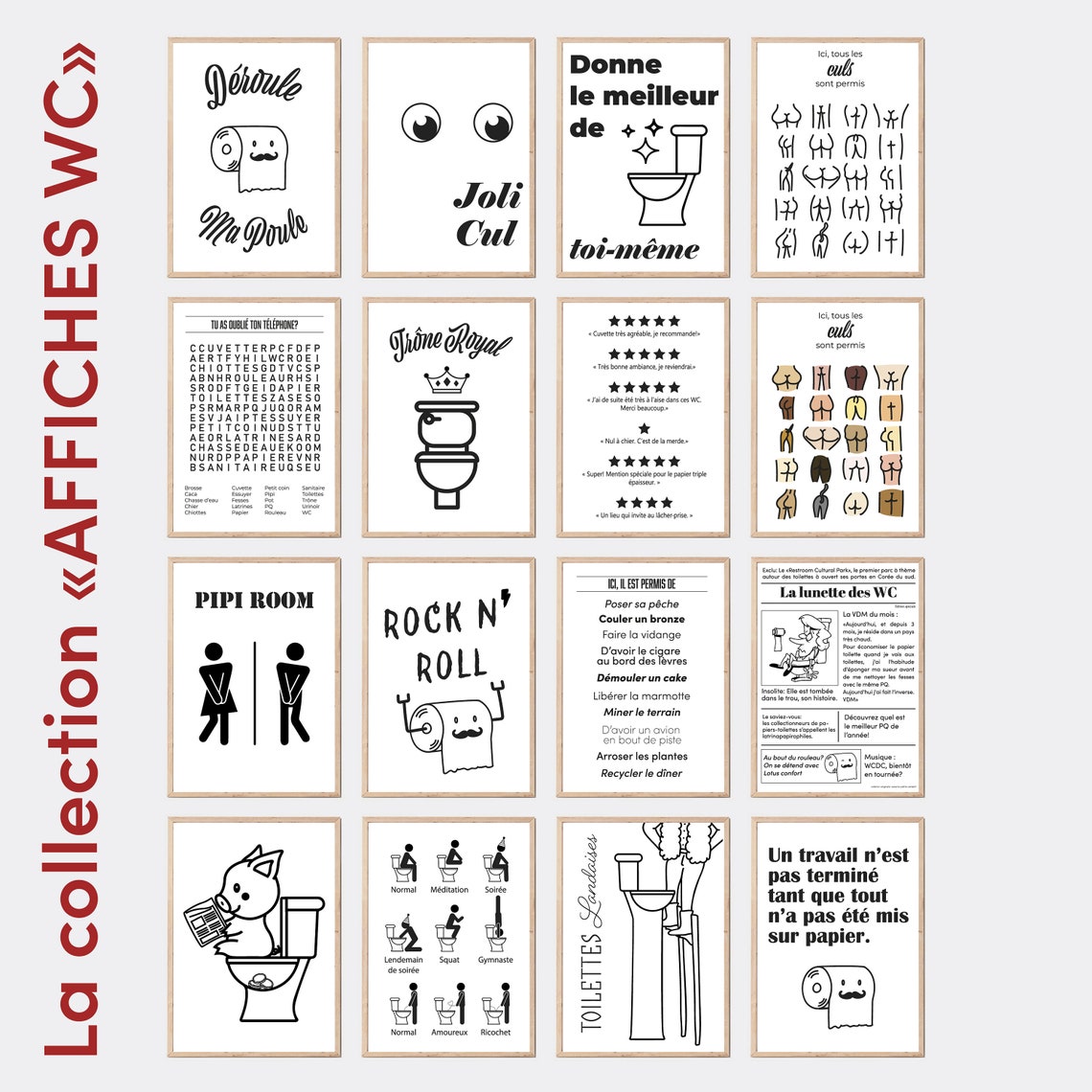 Affiche humour WC - affiche ici tous les culs sont permis N&B - fichier ...