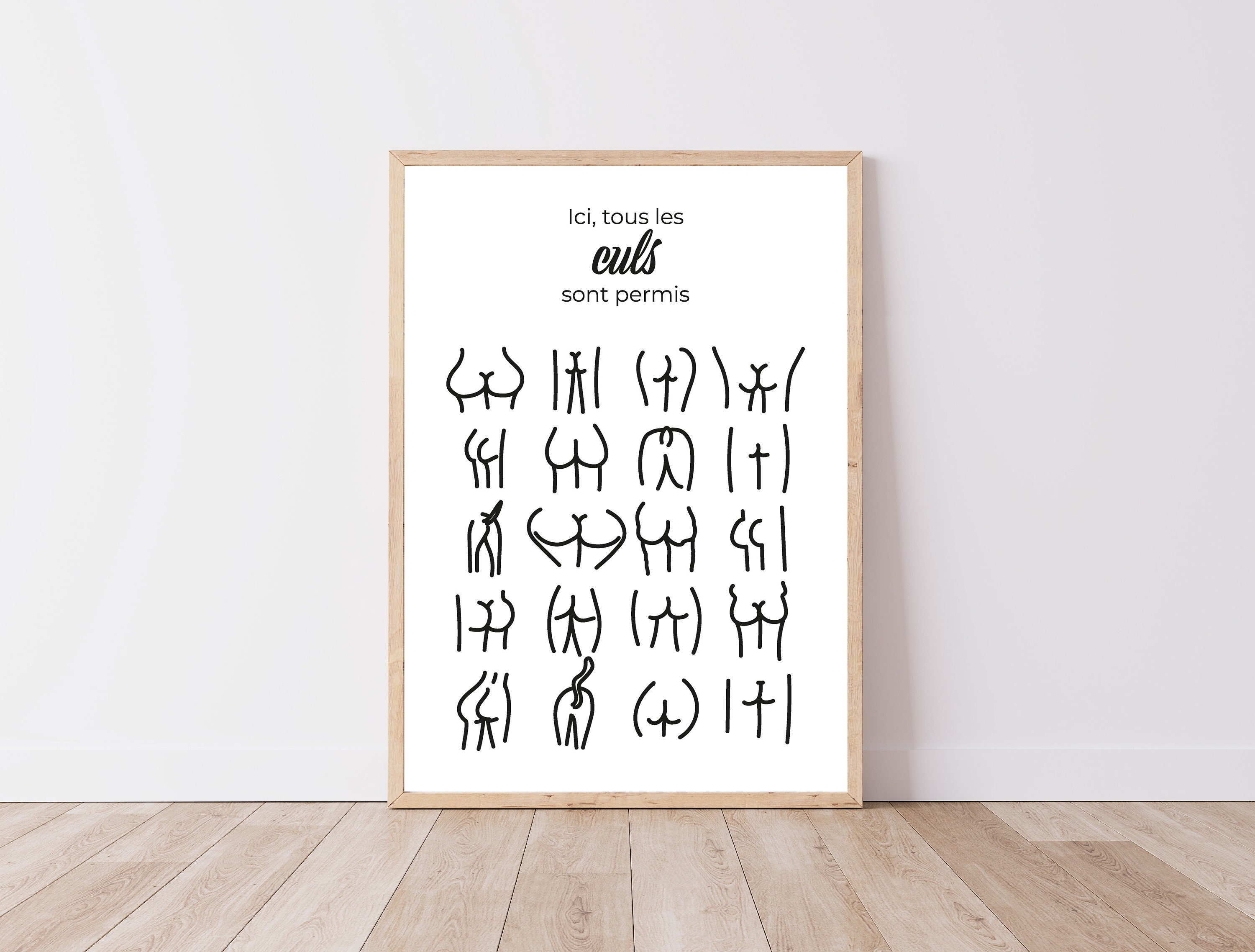 Affiche humour WC - affiche ici tous les culs sont permis N&B - fichier ...