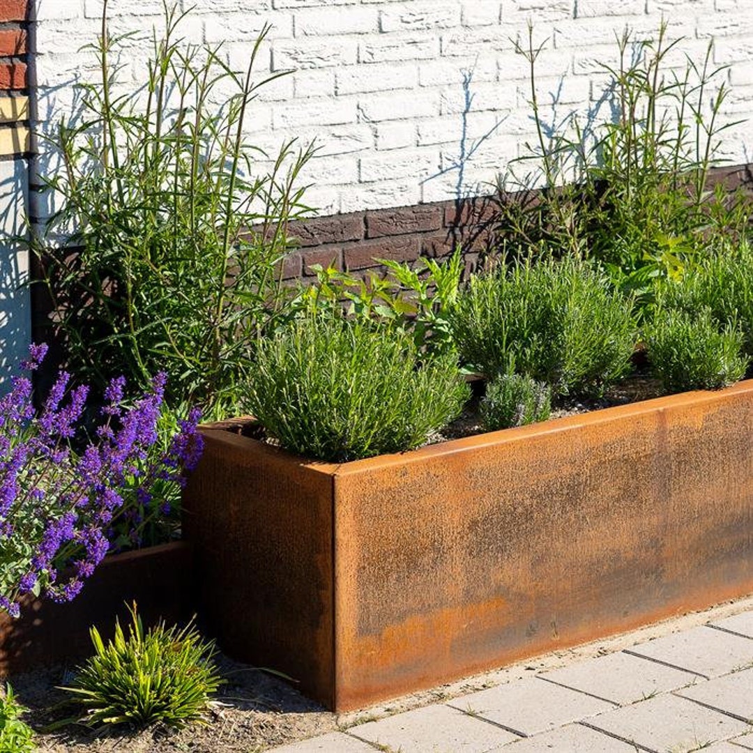 Corten Steel Rectangle Garden Planters. Modern & Contemporary Large ...