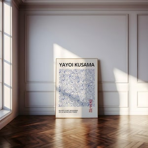 Blue Yayoi Kusama Print Framed Wall Art, Yayoi Kusama Poster, Japanese ...