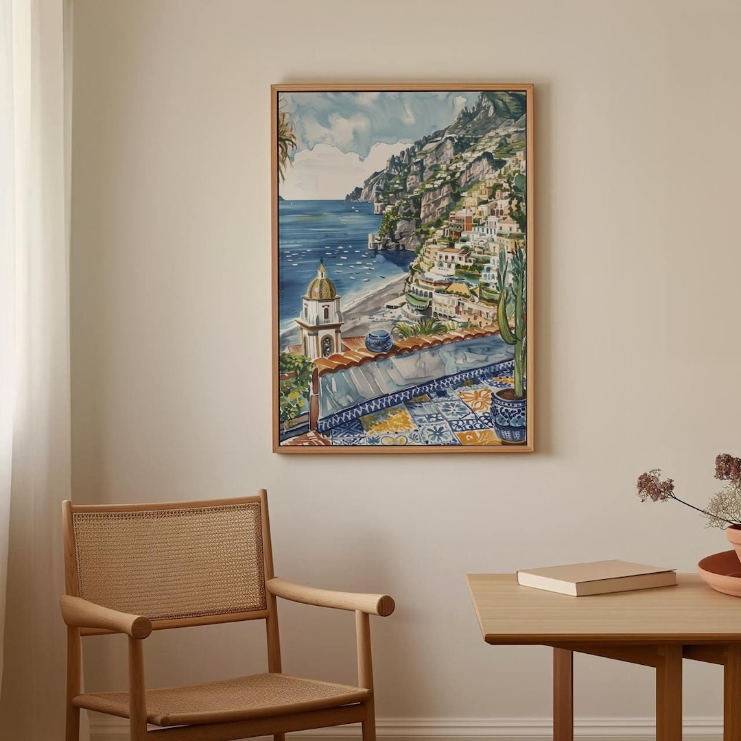 Italian Amalfi Coast Framed Canvas Wall Art, Matisse Print, Large ...