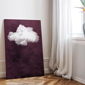 Canvas Cloud Wall Art, Gift Burgundy Wall Art, Minimalist Modern Wall Art Decor, Abstract Art ...