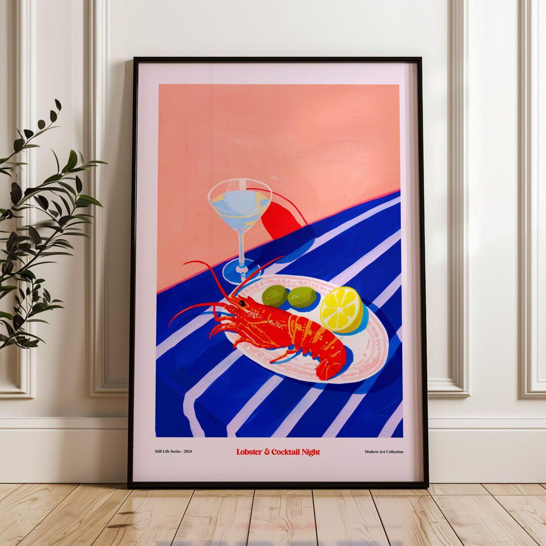 Red Lobster Print Wall Art, Kitchen Prints Wall Art Framed, Large Food ...