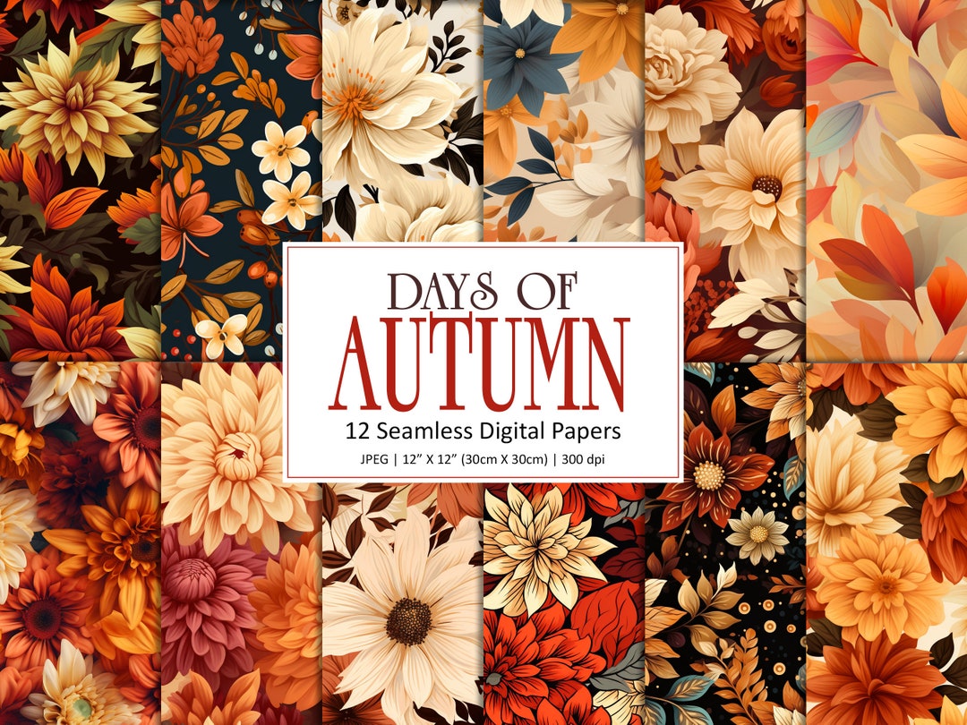 Days of Autumn, Autumn Fall Thanksgiving Seamless Repeat Pattern ...