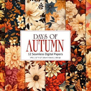 Days of Autumn, Autumn Fall Thanksgiving Seamless Repeat Pattern ...