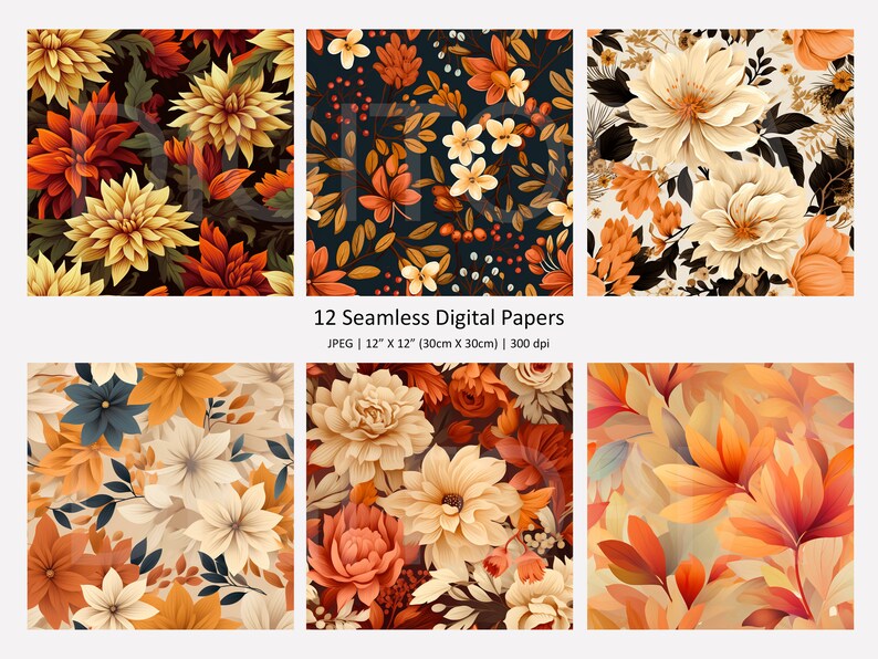 Days of Autumn, Autumn Fall Thanksgiving Seamless Repeat Pattern ...