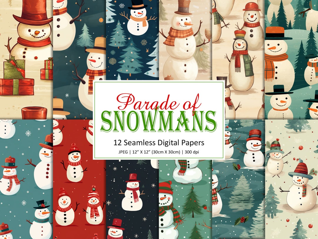 Snowman Christmas Digital Paper: Seamless Xmas Pattern (digital ...
