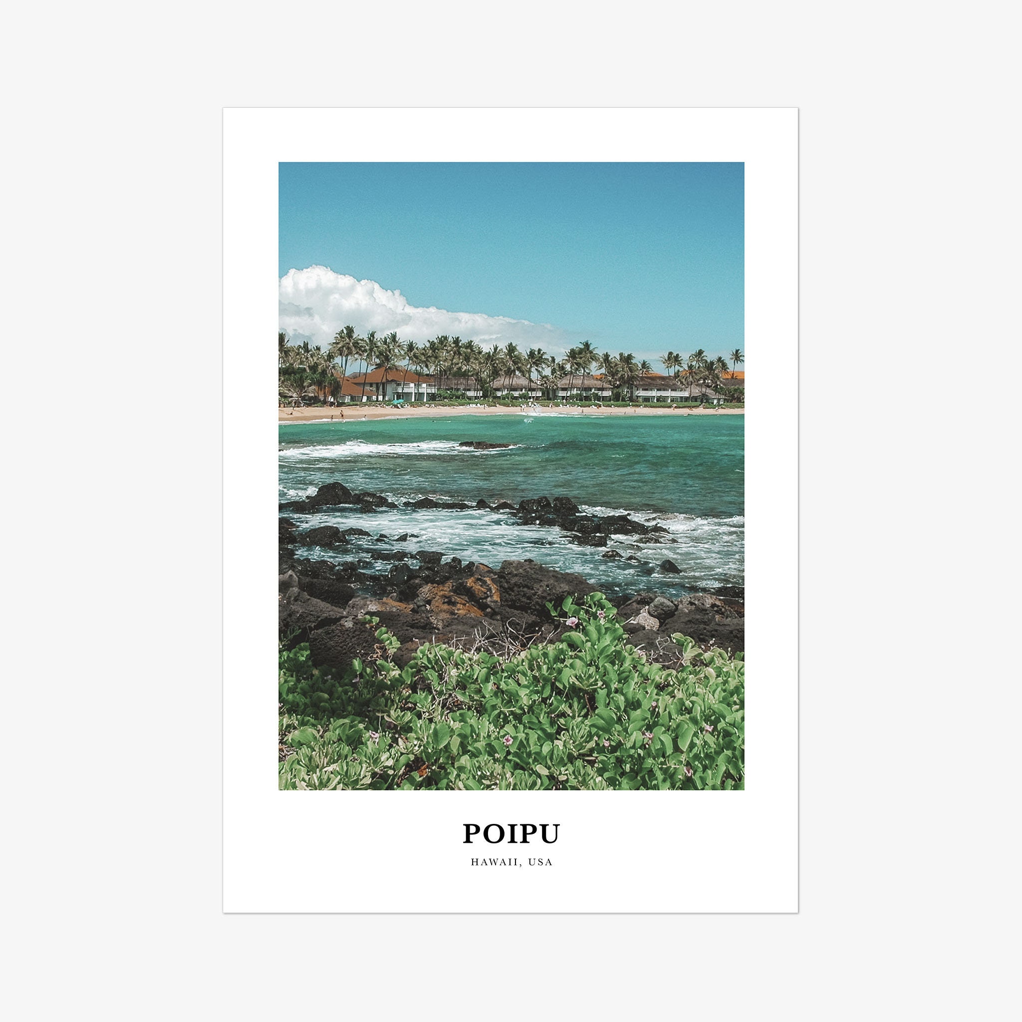 Poipu Print, Poipu Photo Poster, Poipu Travel Wall Art, Poipu Map Print ...