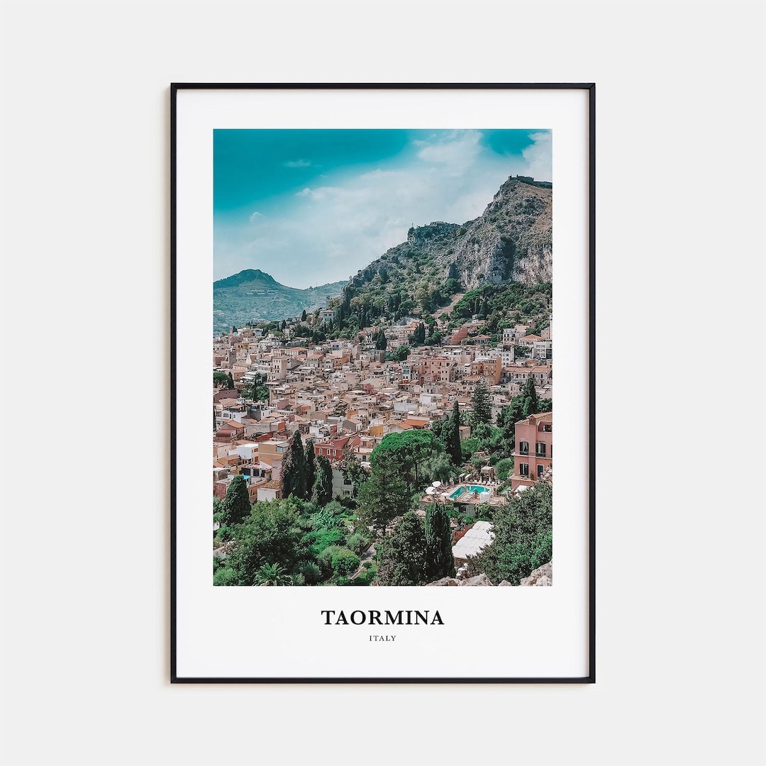 Taormina Print, Taormina Photo Poster, Taormina Travel Wall Art, Taormina Map Print, Taormina ...