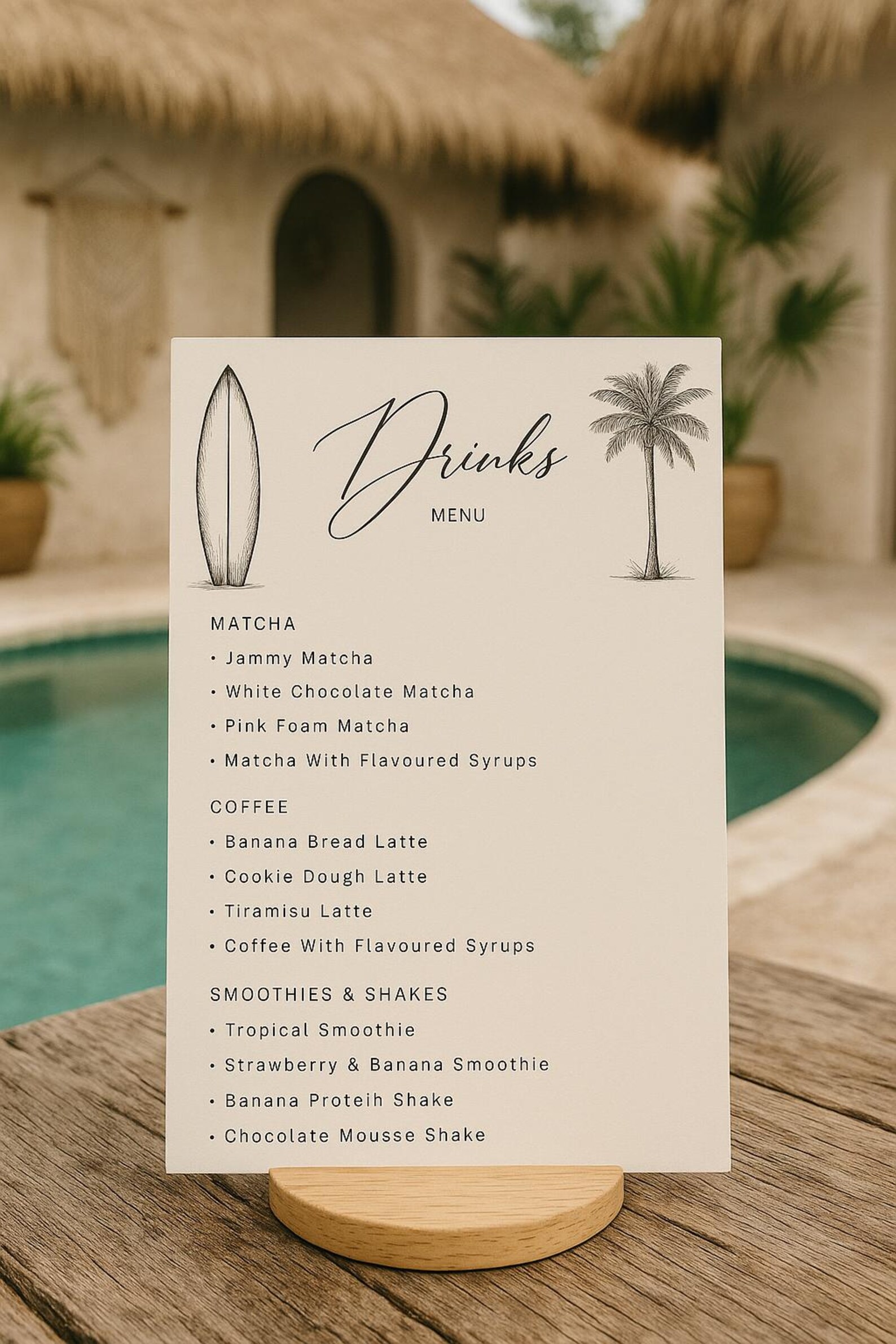 Editable Boho Café Drinks Menu | Digital Download | Matcha, Coffee ...
