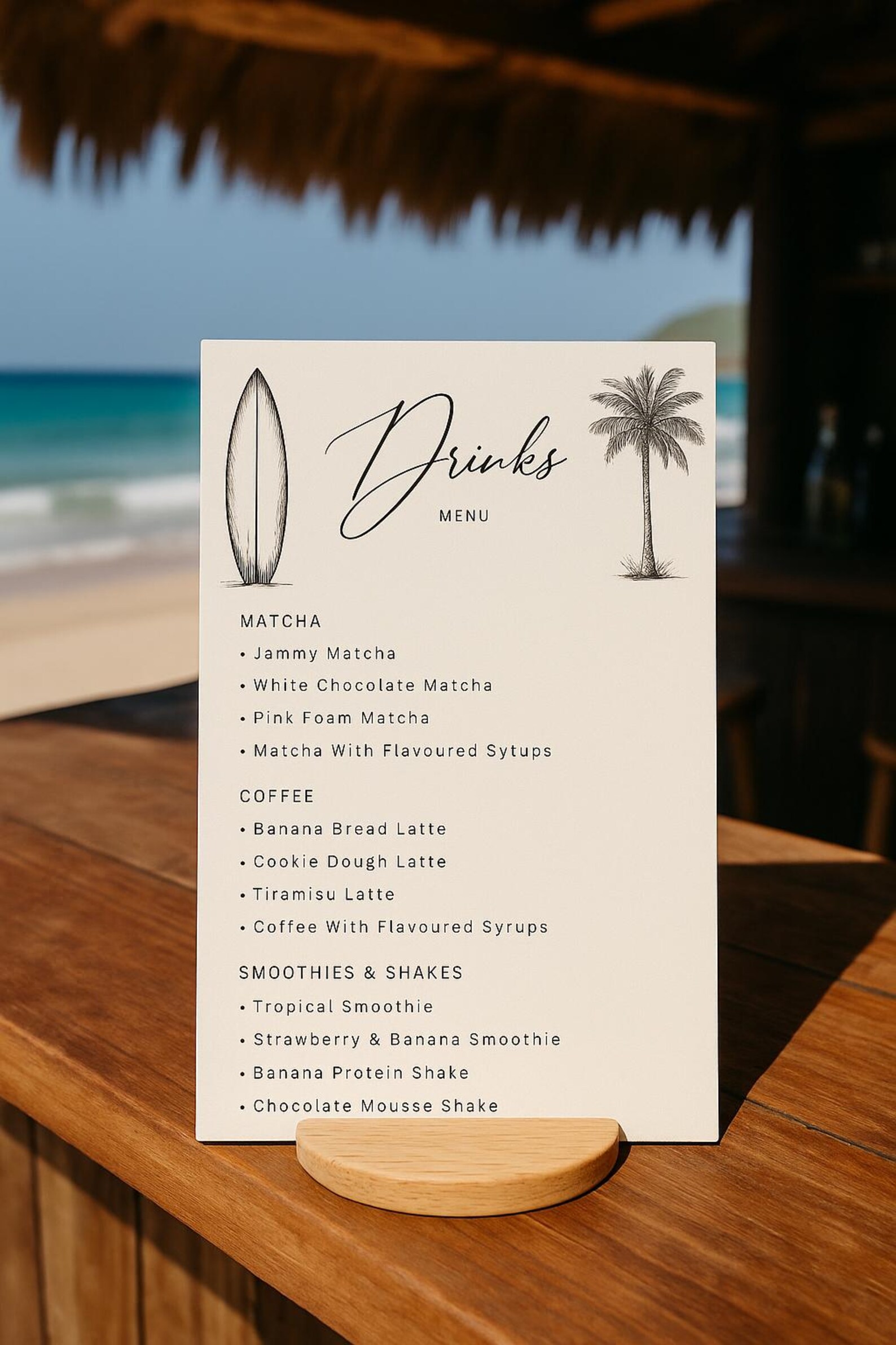 Editable Boho Café Drinks Menu | Digital Download | Matcha, Coffee ...