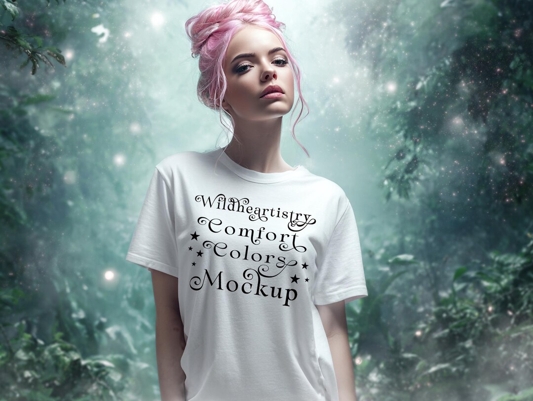Comfort Colors 1717 White T-shirt Mockup: Snow Forest Whimsigoth ...