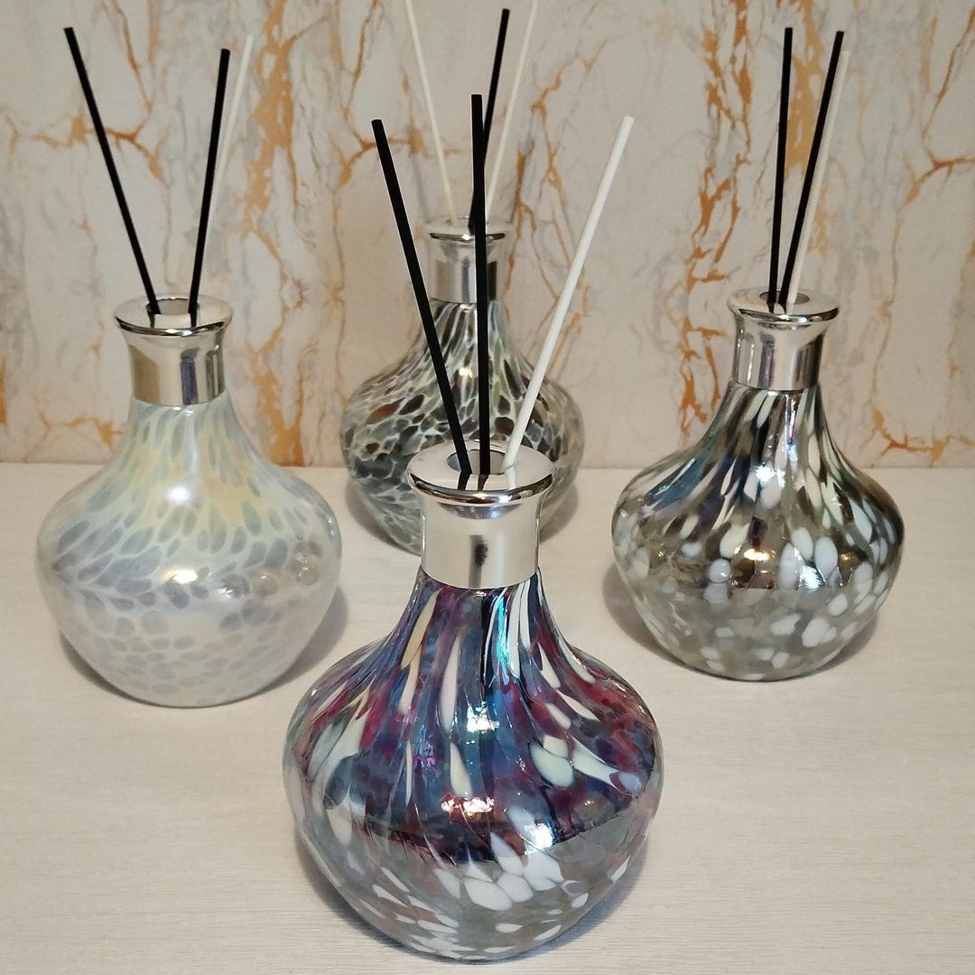 Handmade Glass Diffuser Bottle With Led Light Artistic Iridescent ...