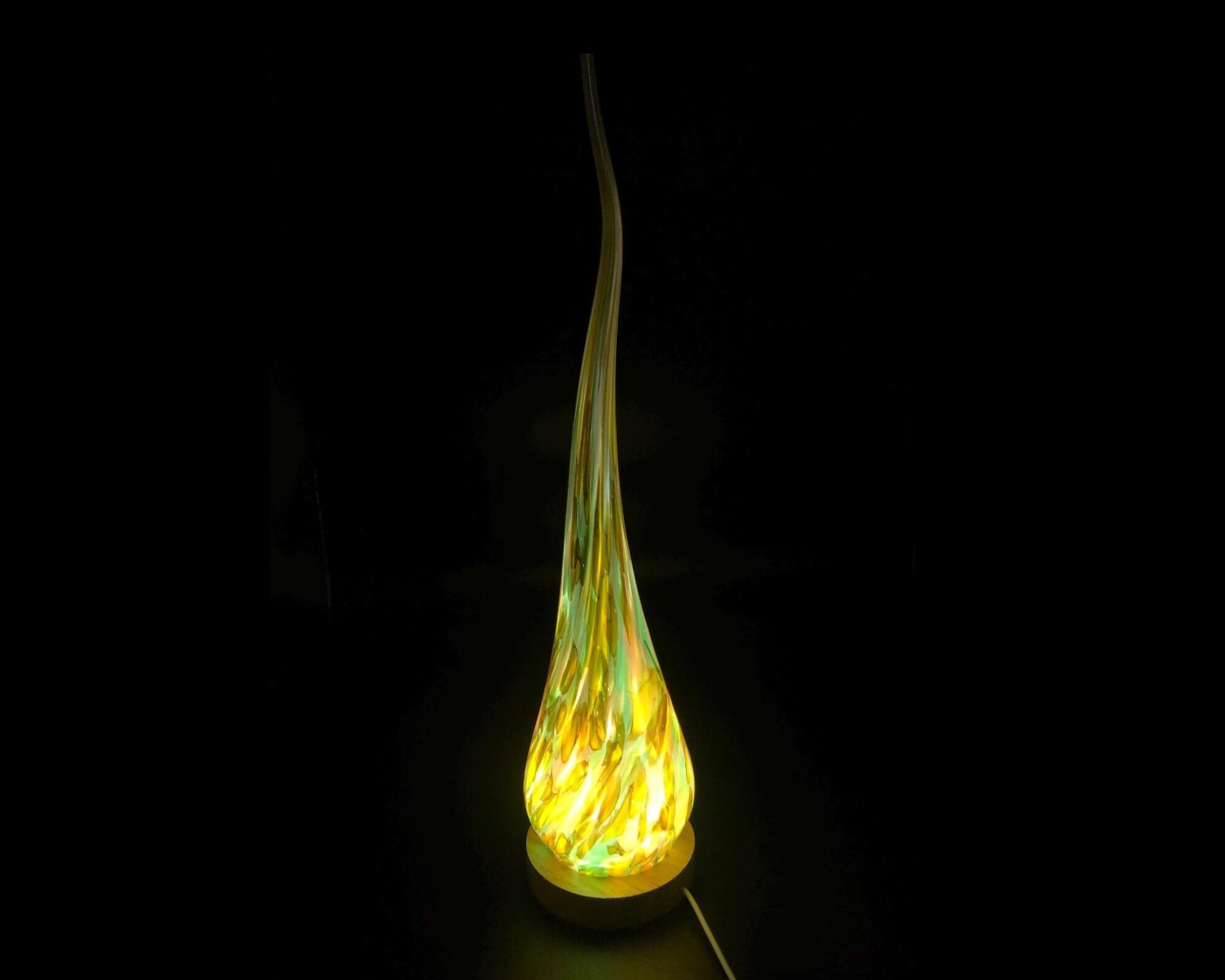 Hand Blown Green Glass Flame Lamp: LED Ambient Art Light - Etsy