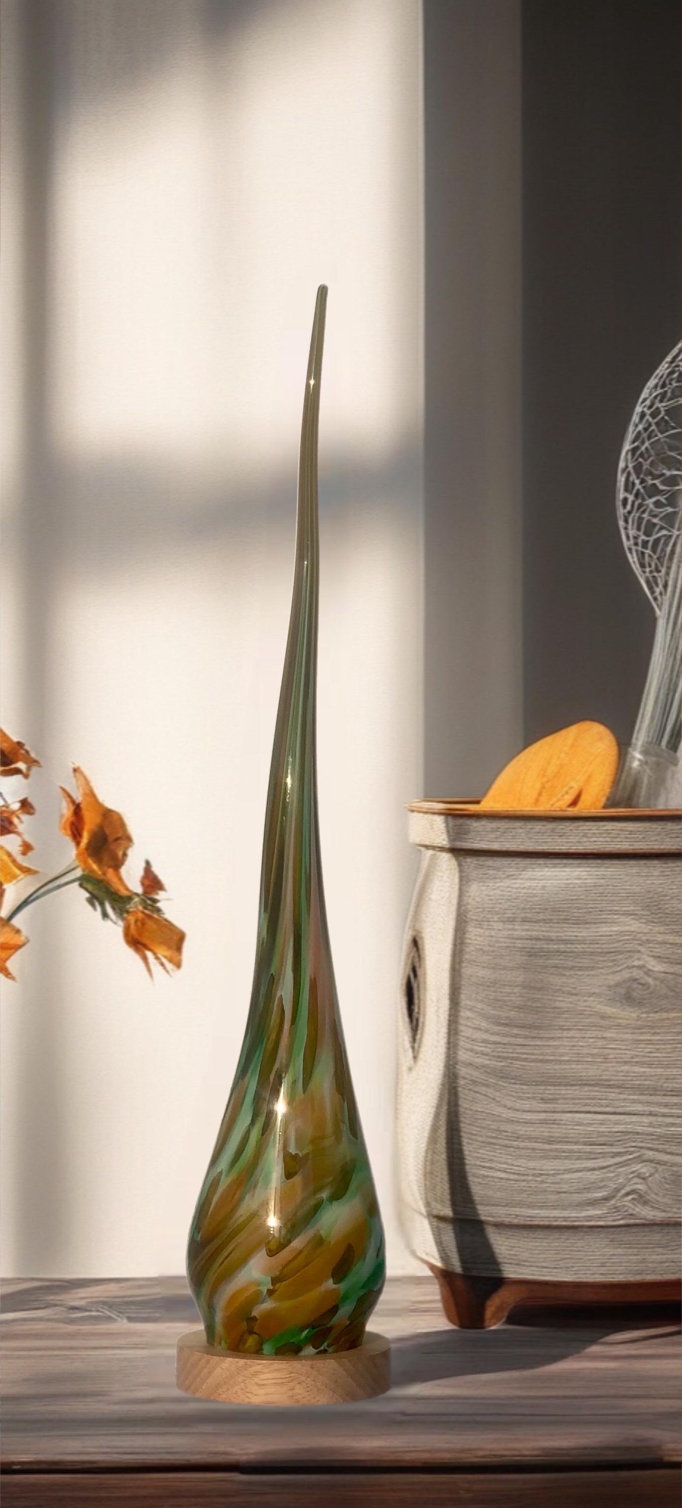 Hand Blown Green Glass Flame Lamp: LED Ambient Art Light - Etsy