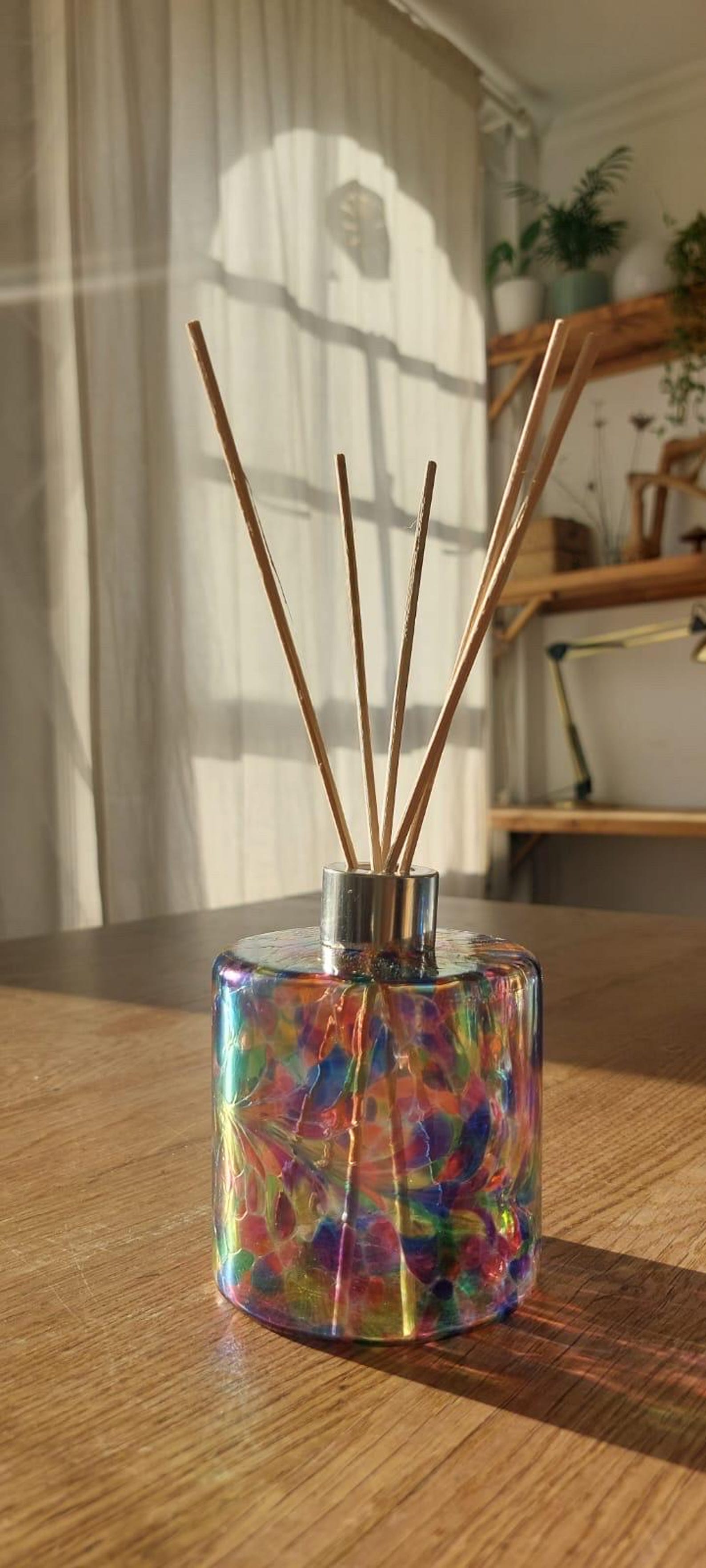 Handmade Iridescent Glass Reed Diffuser: Elegant Home Fragrance - Etsy