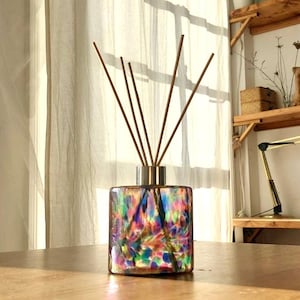 Handmade Iridescent Glass Reed Diffuser: Elegant Home Fragrance - Etsy