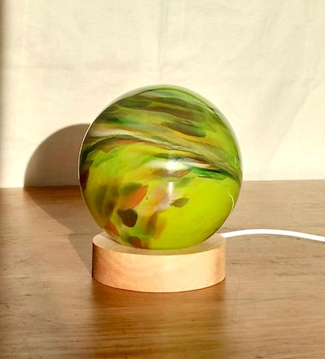 Hand-blown Green LED Glass Sphere Lamp: Cosy USB Night Light - Etsy