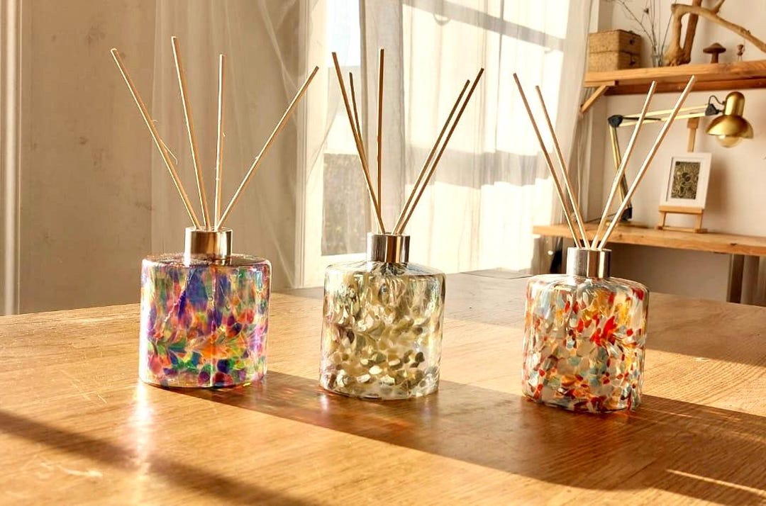 Handmade Glass Diffuser Gitf – Unique Iridescent Home Decor, Artisan ...