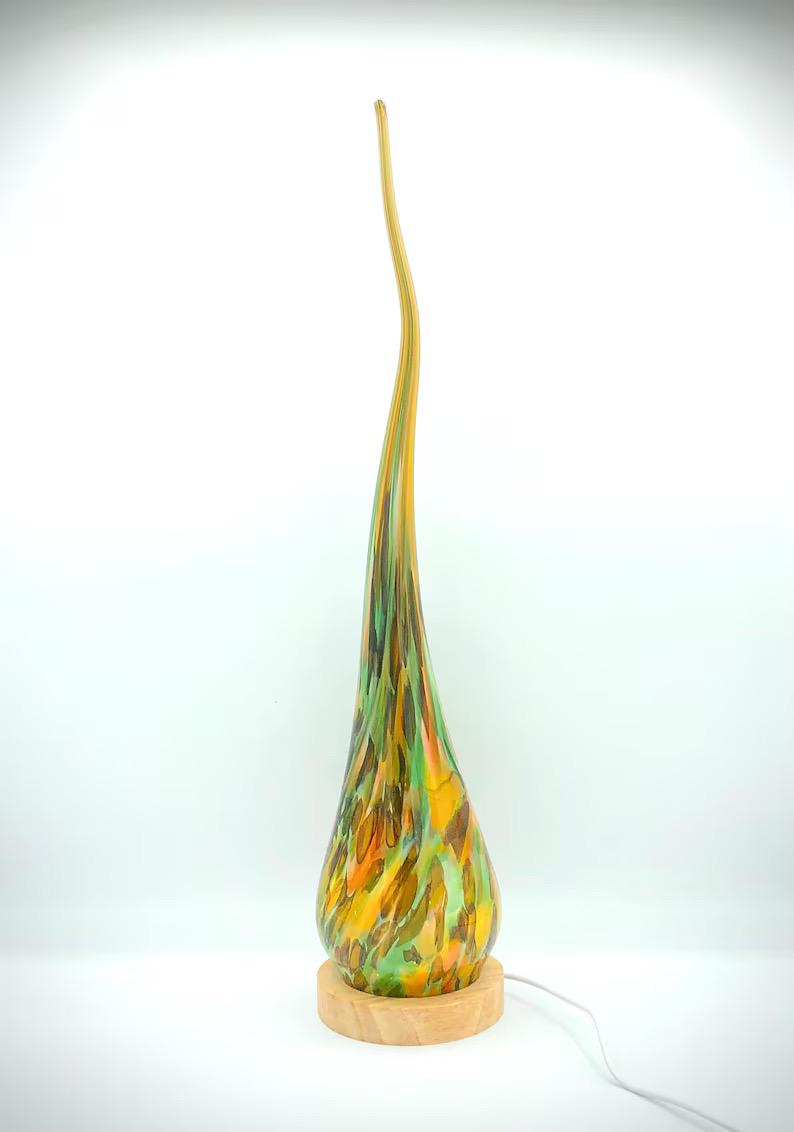 Hand Blown Green Glass Flame Lamp: LED Ambient Art Light - Etsy