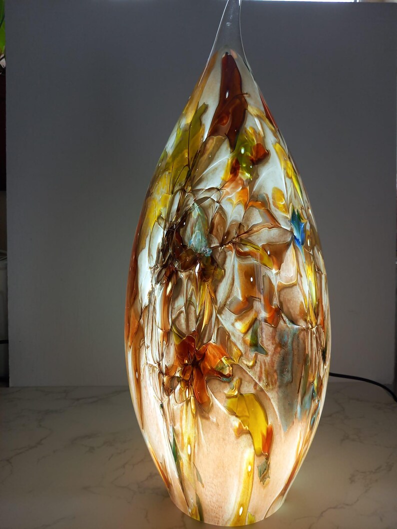 Hand Blown Ghost Glass Lamp: Art Light - Etsy