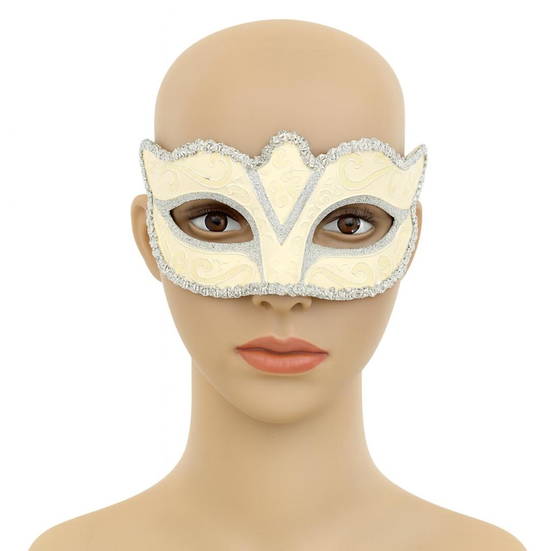 Cream Coloured Masquerade Floral Eye Mask Burlesque Fancy Dress Ball ...