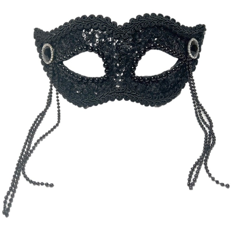 1920s Masquerade Speakeasy Eye Mask Black Glitter Glam Fancy Dress ...