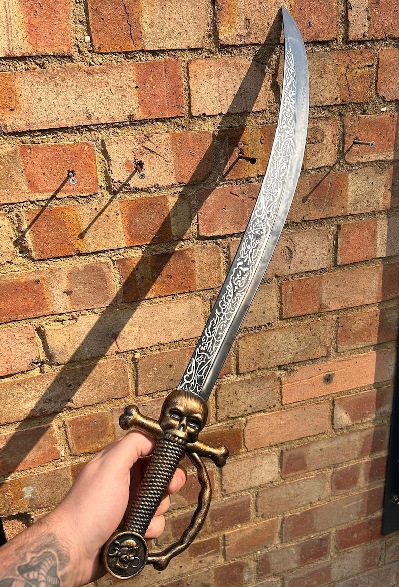 Pirate Sword Sabre Ornate Skull Handle Fake Fancy Dress Halloween ...
