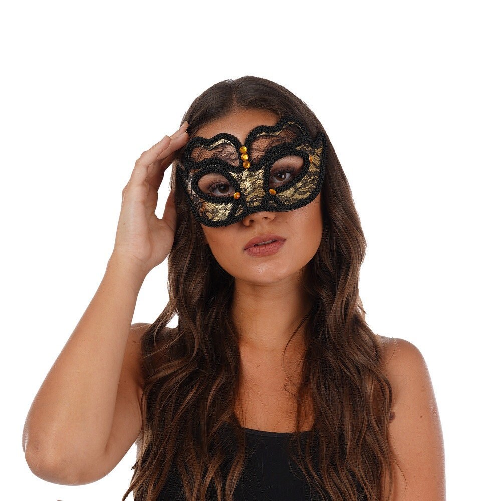 Gold Gothic Eye Masquerade Lace Mask Fancy Dress Ball Party Accessory ...