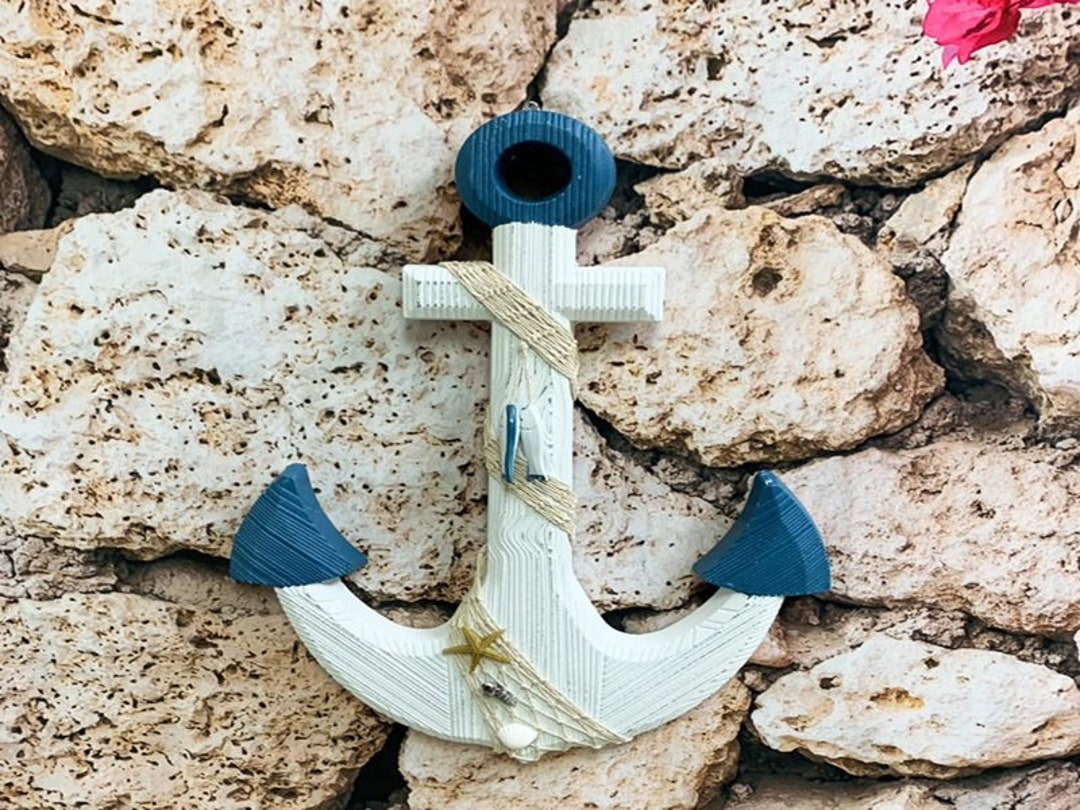 Rustic Wooden Anchor Nautical Themed With Rope Crosses Wall Art Decor ...